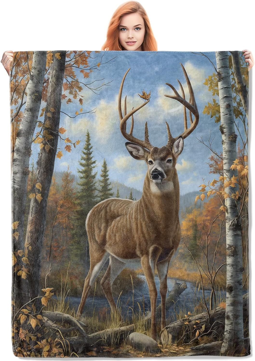 Autumn Deer Throw Blanket Gifts for Women, Woodland Wildlife Blankets ...
