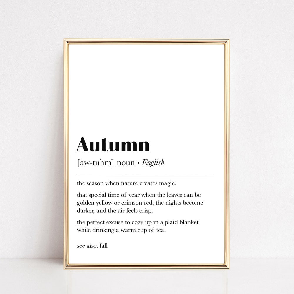 Autumn Definition Print, Autumn Wall Art, Fall Home Decor, Autumn Decor ...