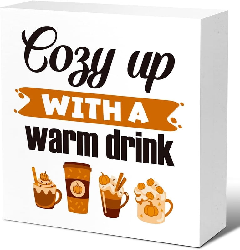 Autumn Desk Decor,Autumn Wood Block,Rustic Fall Decor,Cozy Up With A ...