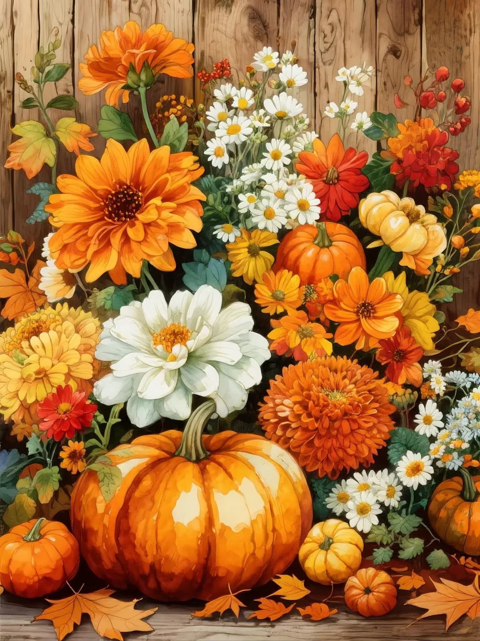 Autumn Diamond Painting Kits for Adults,DIY Fall Pumpkin Diamond Art ...
