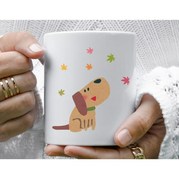 Autumn Dog Lovers Mug, 11oz Cute Peoffee Cup, Fall Aesthetic Drinkware ...