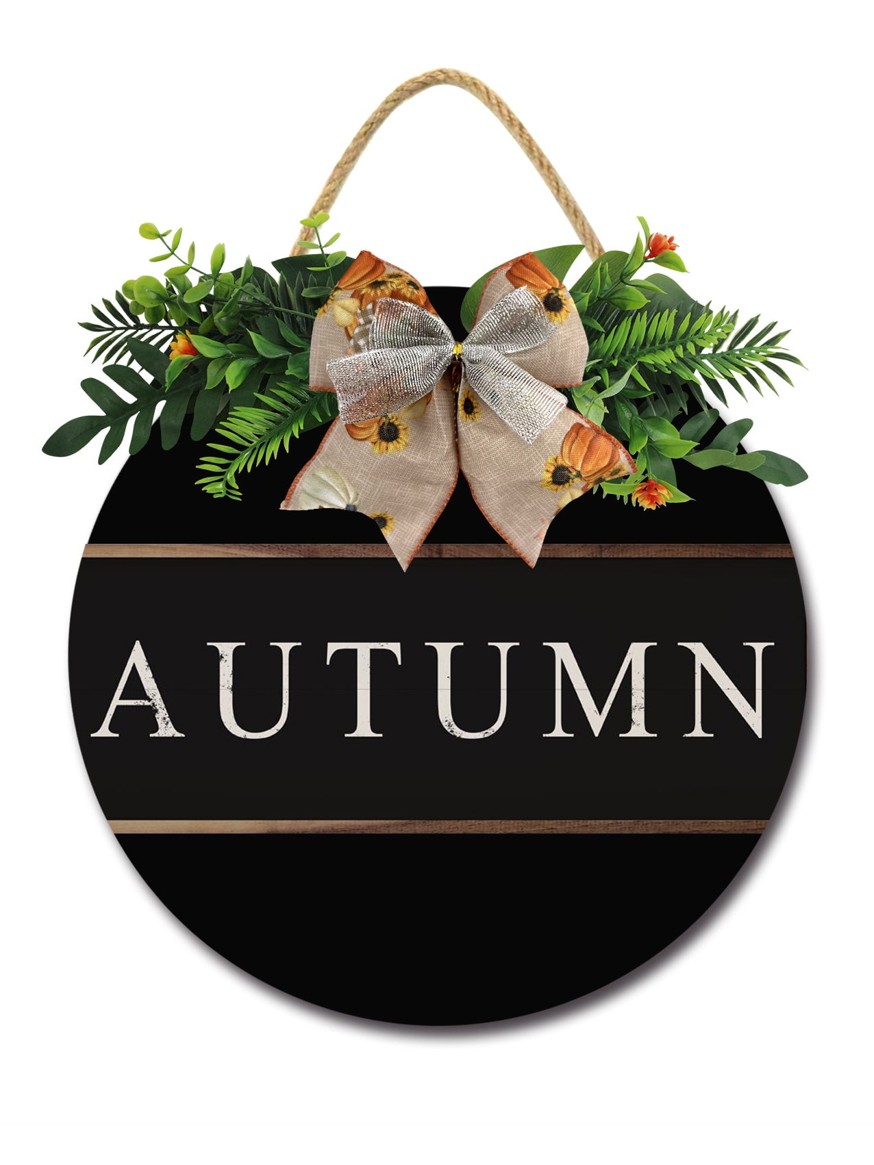 Autumn Door Sign Home Decor Round Wood Wreaths Wall Hanging Sign ...