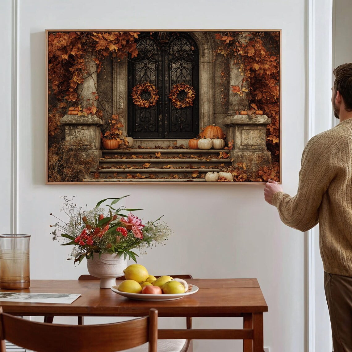 Autumn Doorstep Art - Rustic Fall Décor With Pumpkins, Wreaths, And ...