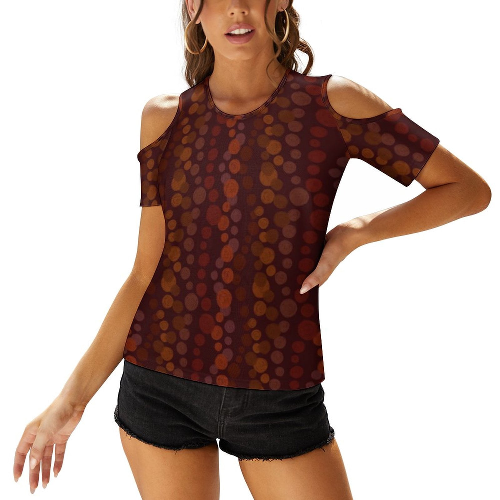 Autumn Dots Women's T-Shirt New Fashion Printed Zipper V-Neck Short ...