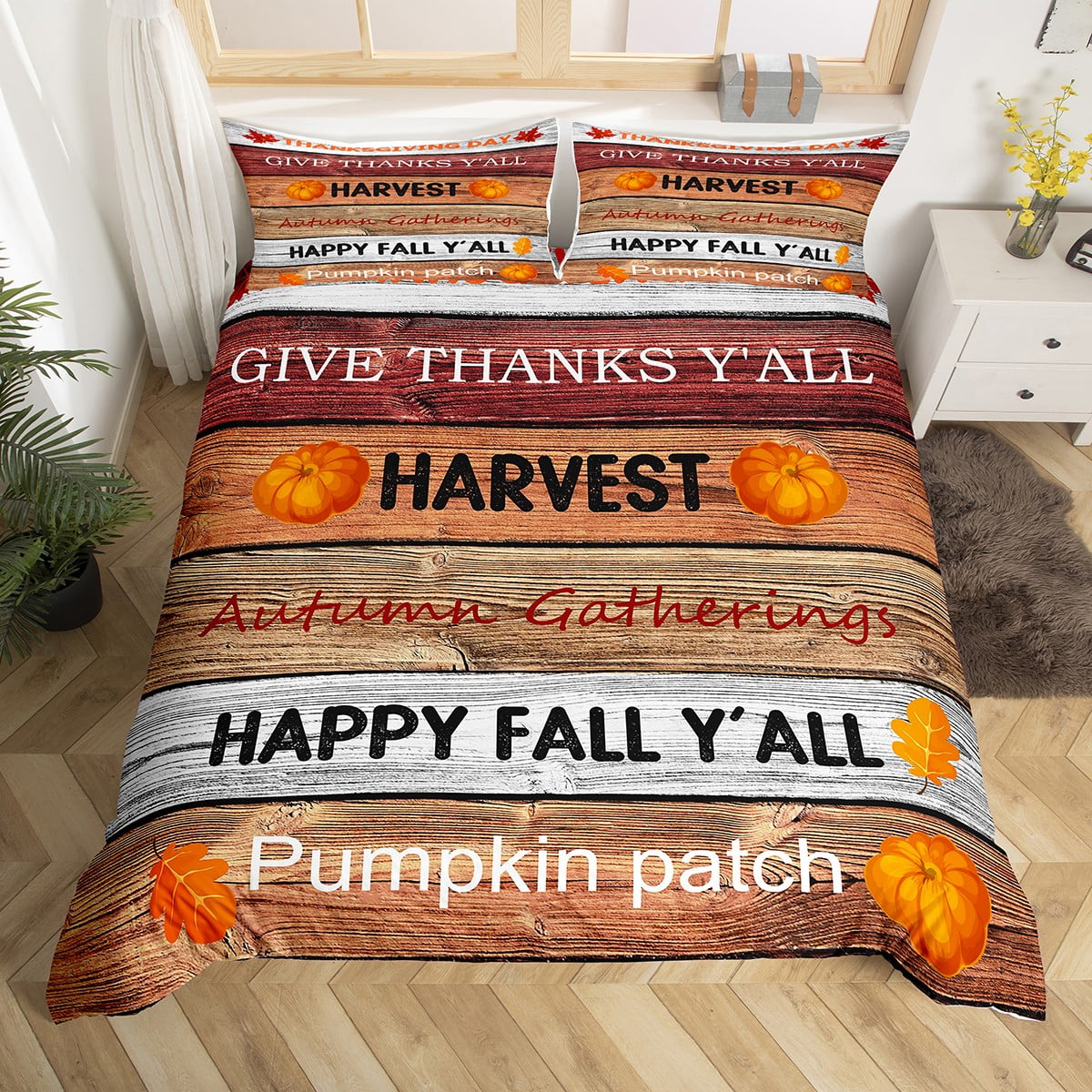 Autumn Duvet Cover King for Boys Girls Fall Bedroom Decor Bedding Set ...