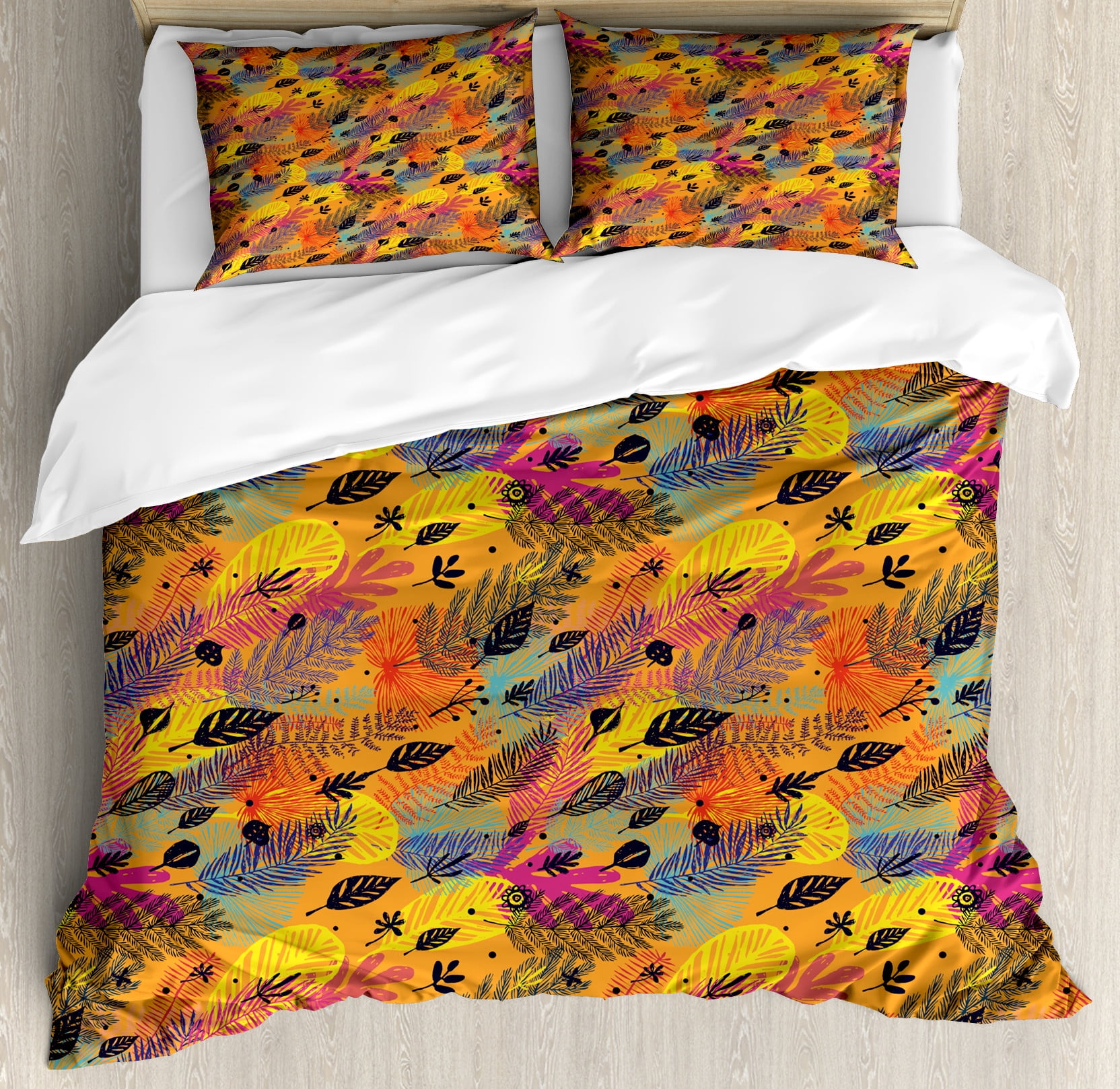Autumn Duvet Cover Set, Colorful Various Plantation of Fall Season ...