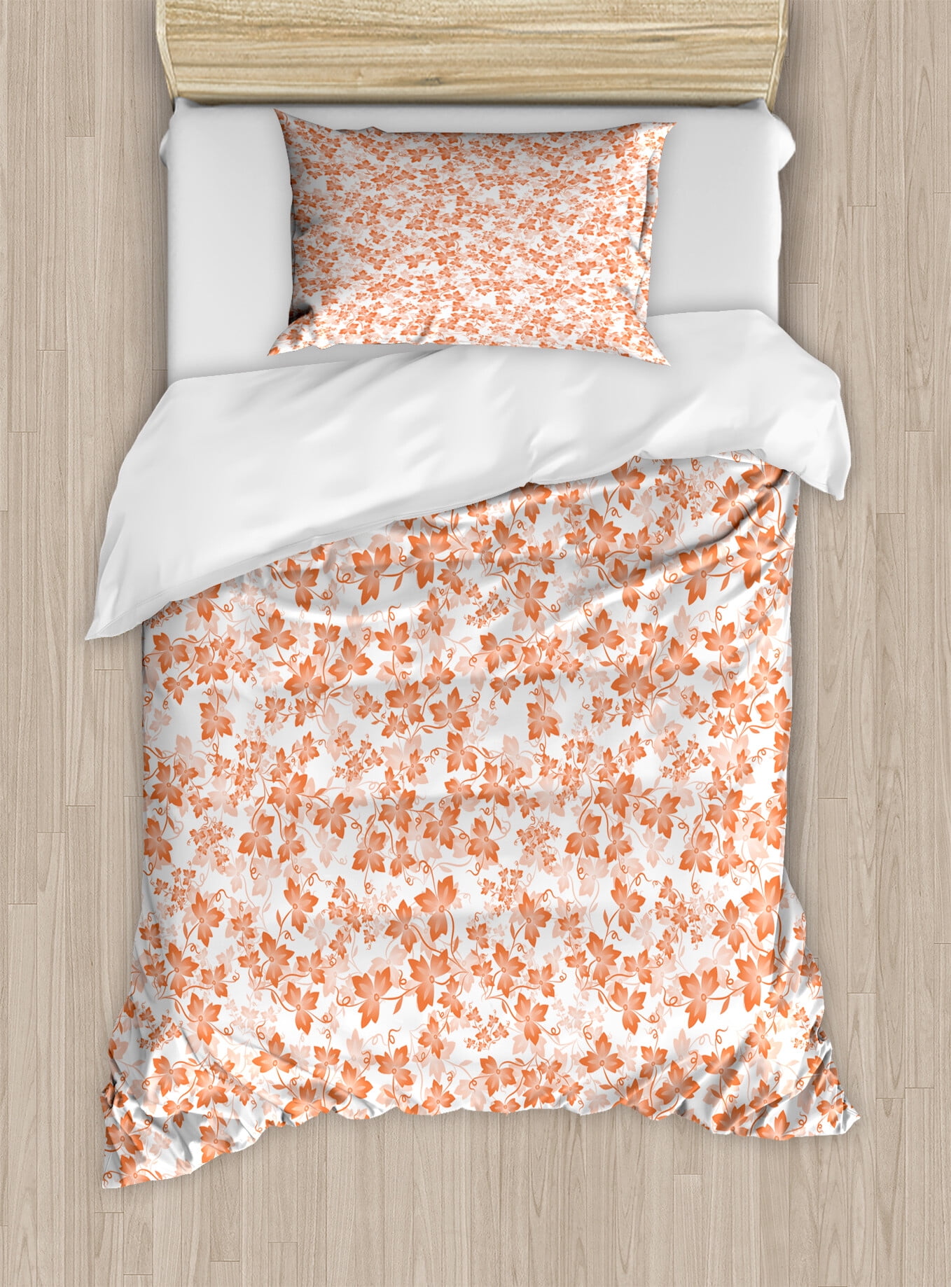 Autumn Duvet Cover Set, Fall Foliage Elements Art Gradient Composition ...