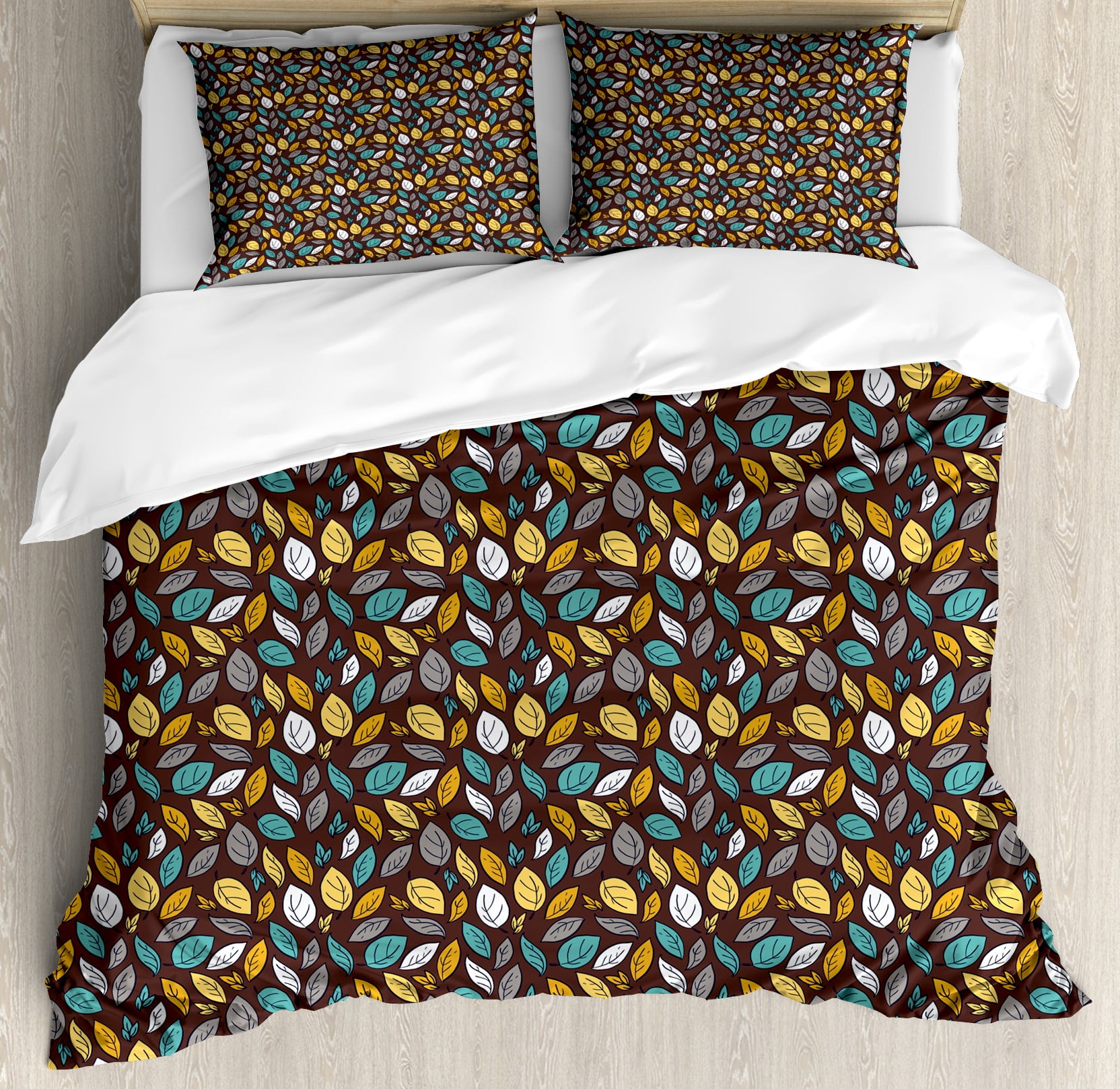 Autumn Duvet Cover Set, Leaves in Various Fall Tones Deciduous Trees ...