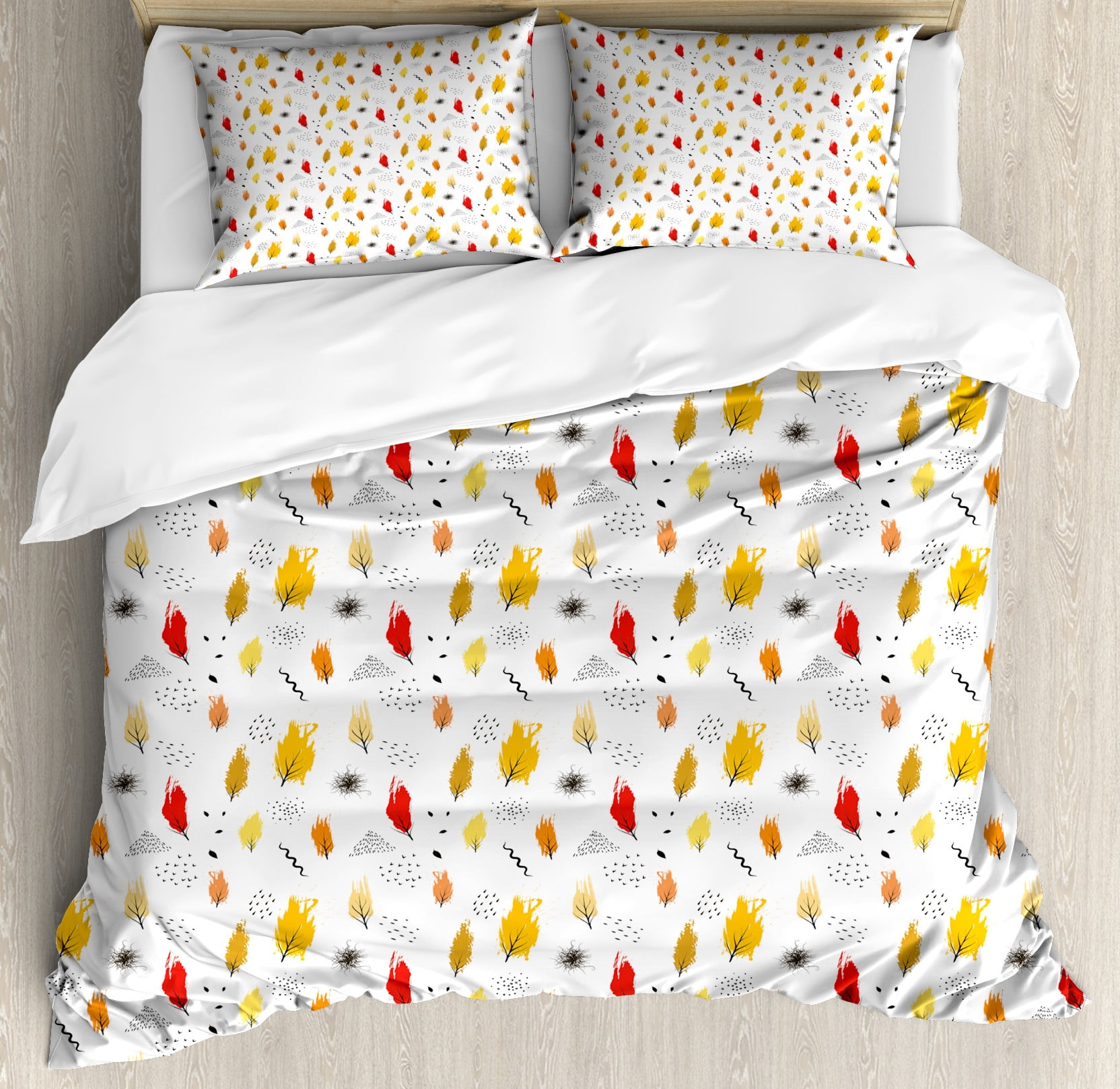 Autumn Duvet Cover Set, Modern Art Themed Simplistic Colorful Seasonal ...