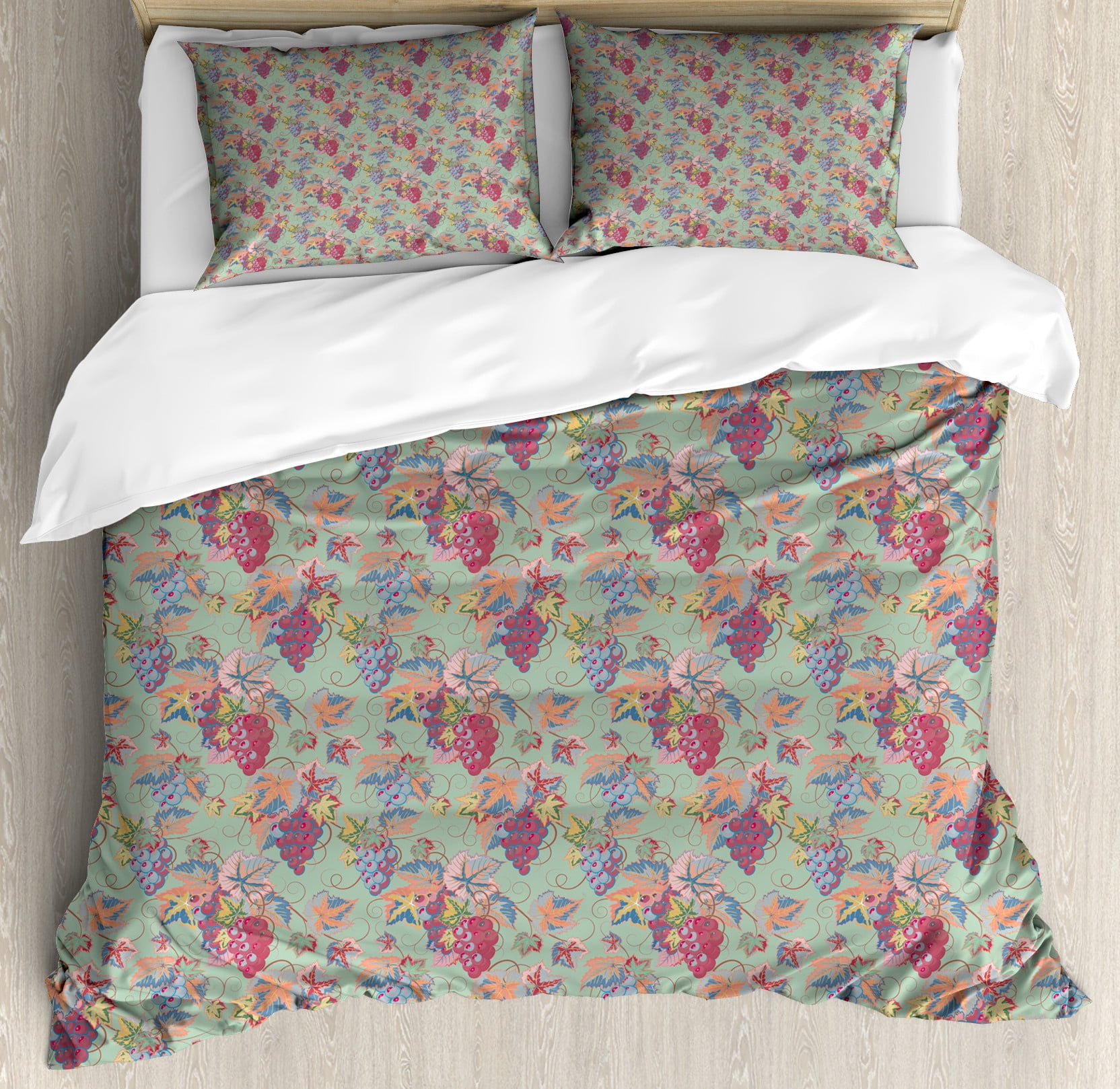Autumn Duvet Cover Set, Nostalgic Vintage Theme Inspired Grapes and ...