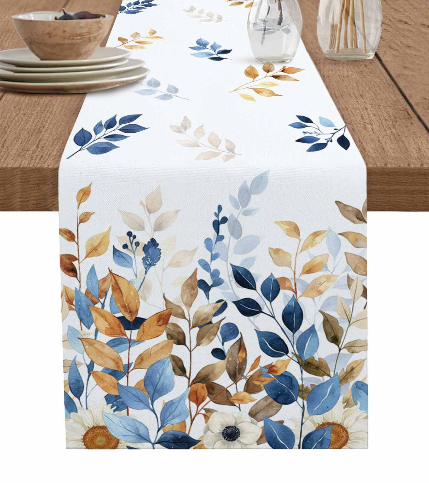 Autumn Eucalyptus Leaf Sage Green Leaf Plant Table Runner ration Home r ...