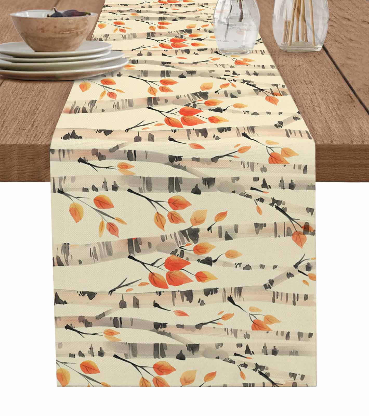 Autumn Eucalyptus Leaf Sage Green Leaf Plant Table Runner ration Home r ...