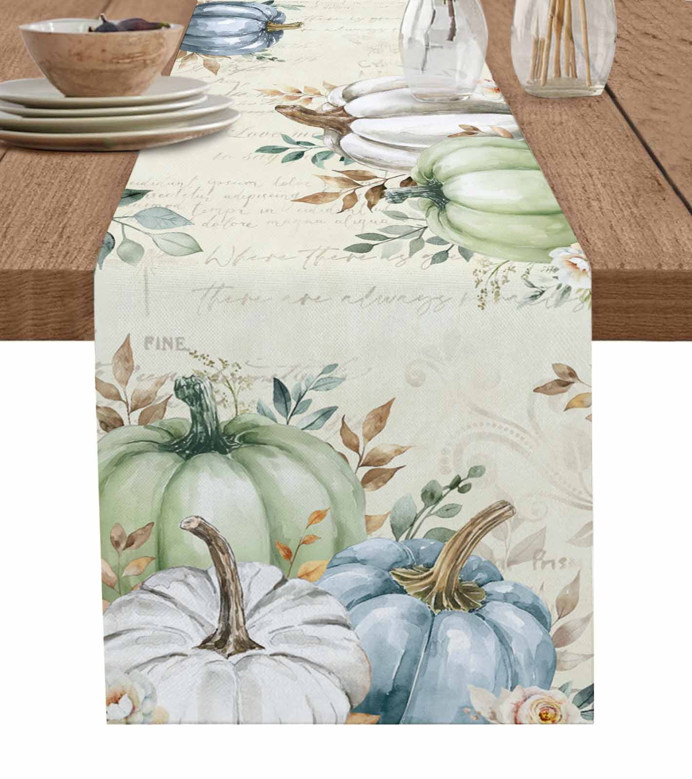Autumn Eucalyptus Leaf Sage Green Leaf Plant Table Runner ration Home r ...