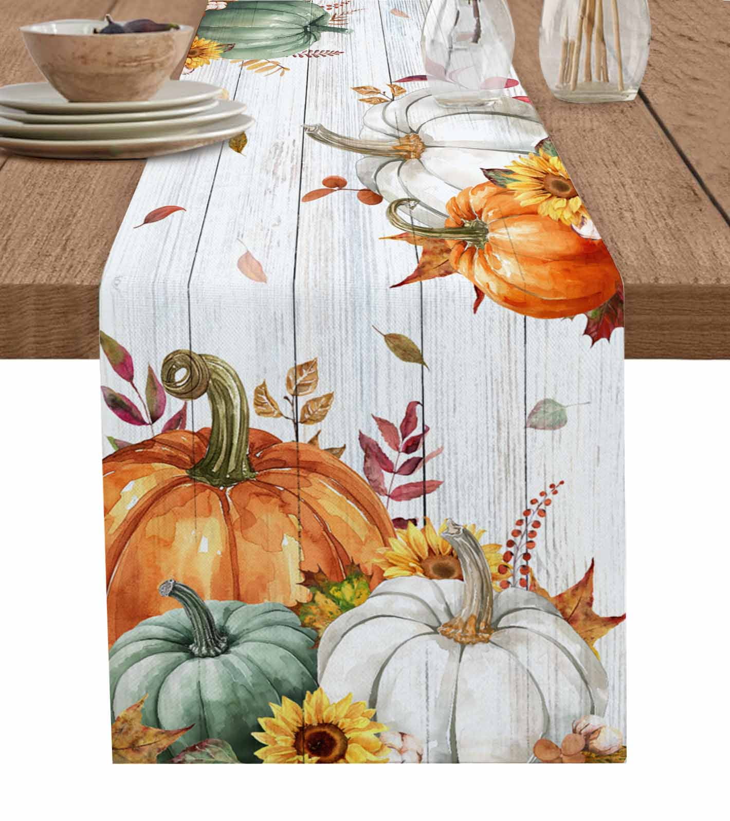 Autumn Eucalyptus Leaf Sage Green Leaf Plant Table Runner ration Home r ...