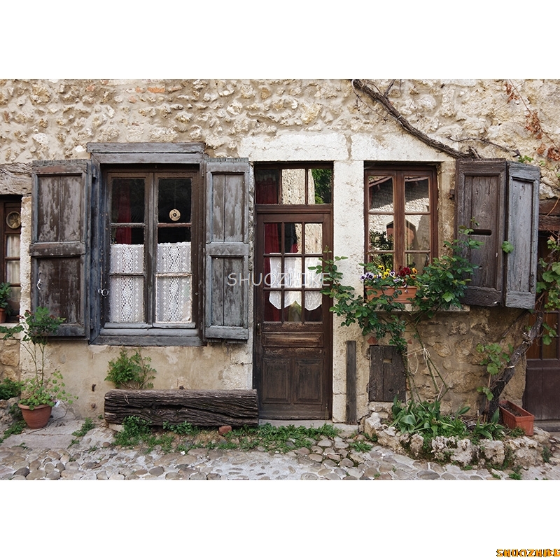 Autumn European Street Scery Photography Backdrops Props Blue Sky White ...