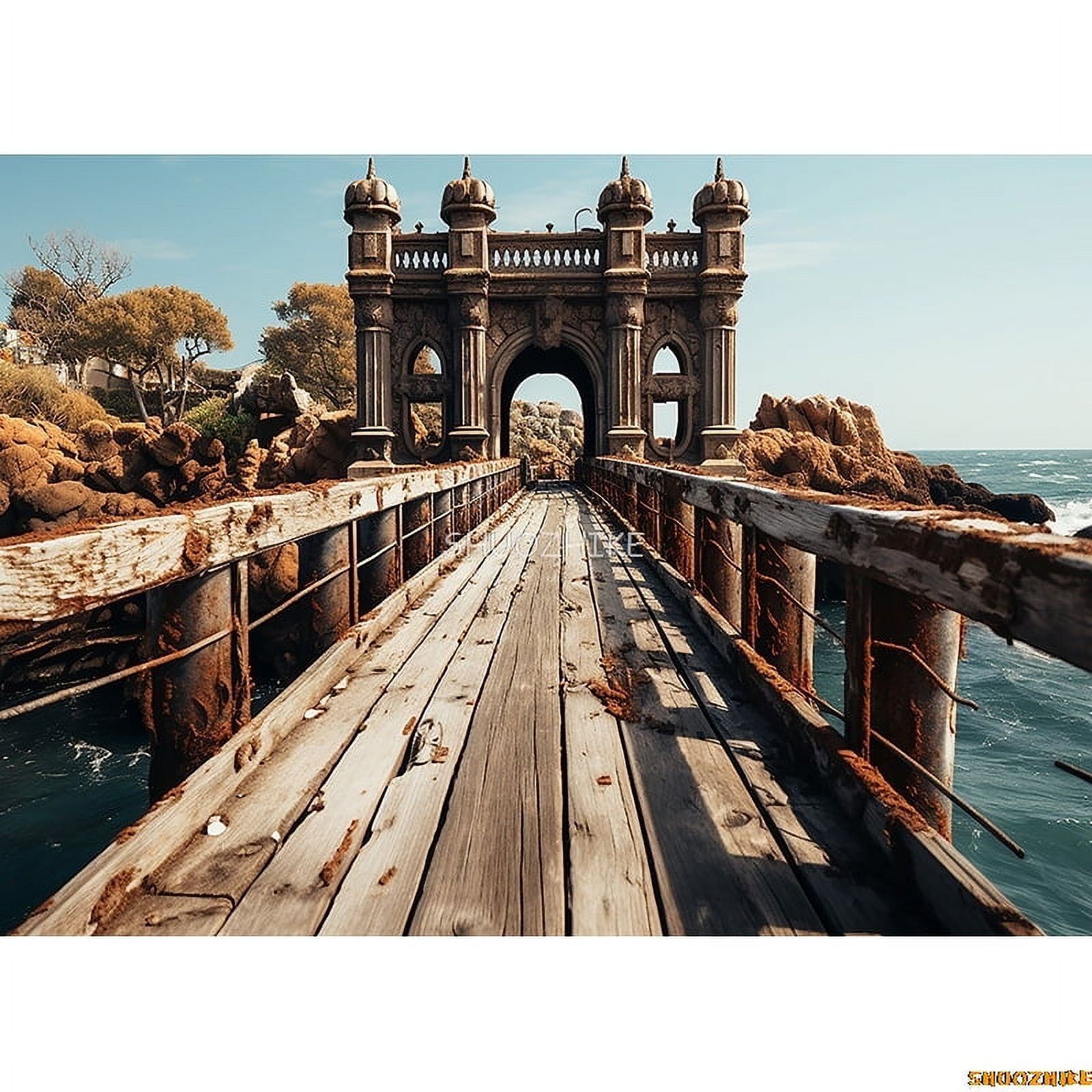 Autumn European Street Scery Photography Backdrops Props Blue Sky White ...