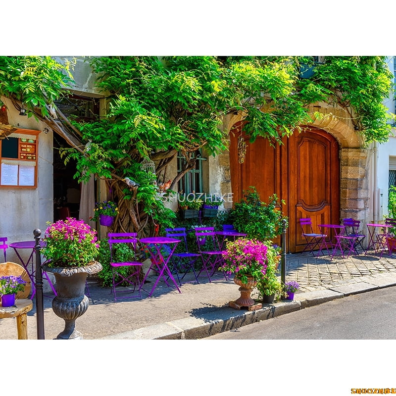 Autumn European Street Scery Photography Backdrops Props Blue Sky White ...