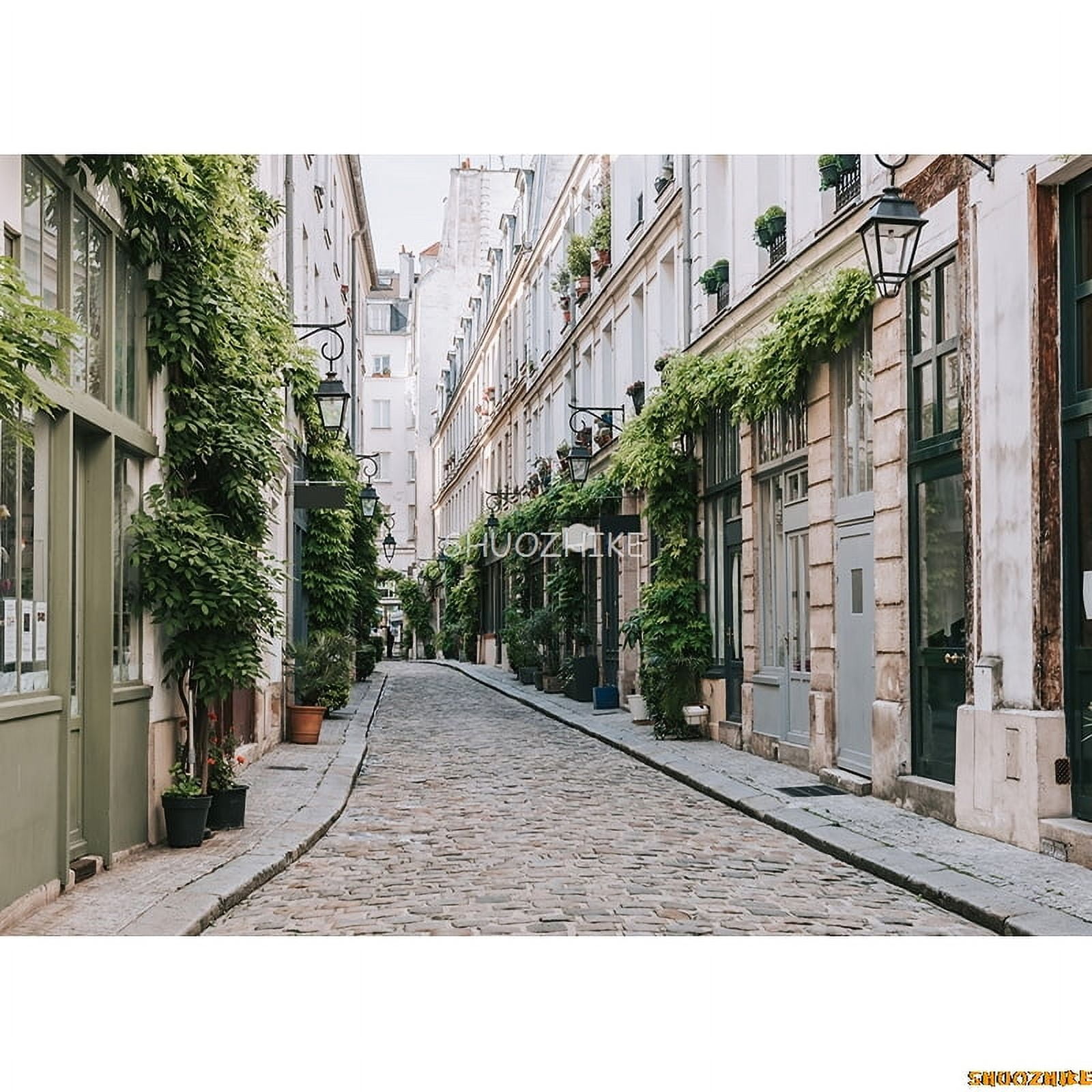 Autumn European Street Scery Photography Backdrops Props Blue Sky White ...