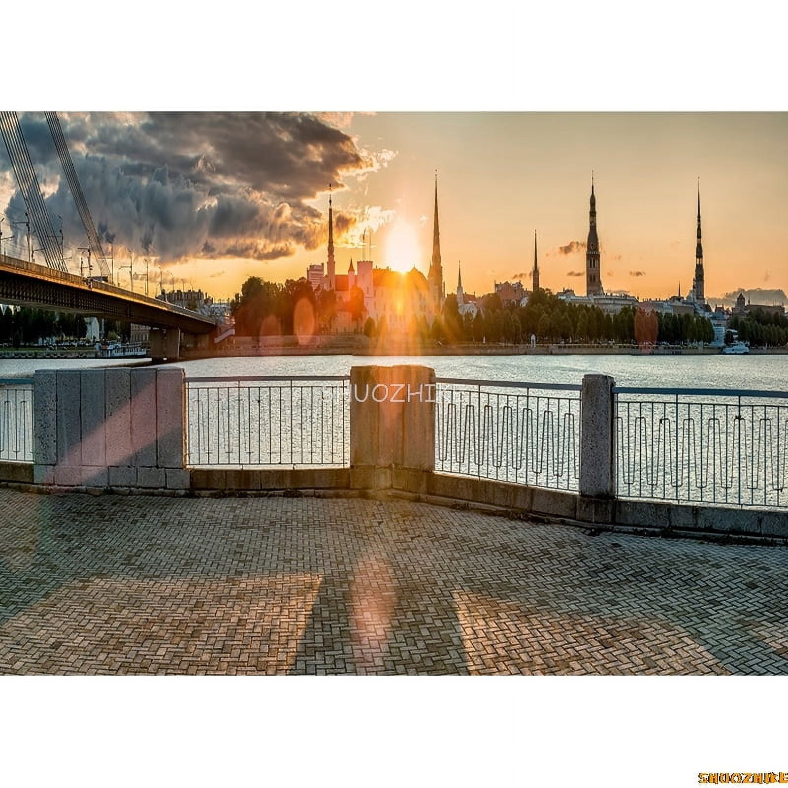 Autumn European Street Scery Photography Backdrops Props Blue Sky White ...