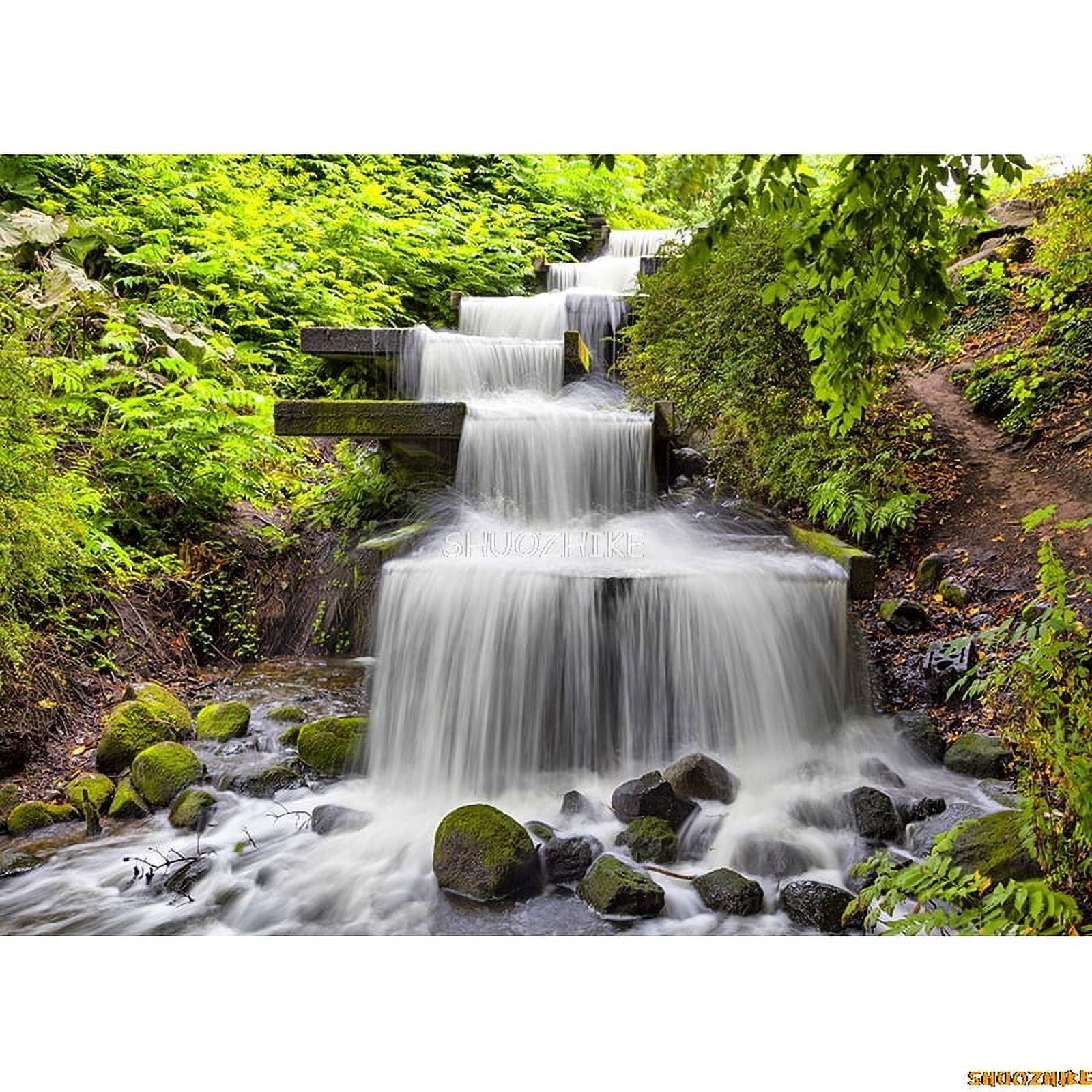 Autumn European Street Scery Photography Backdrops Props Blue Sky White Cloud Nature lawn Forest ...