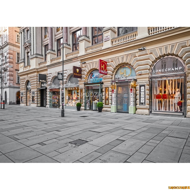 Autumn European Street Scery Photography Backdrops Props Blue Sky White ...