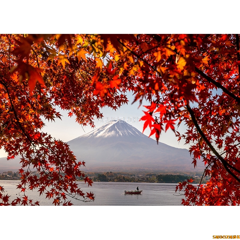 Autumn European Street Scery Photography Backdrops Props Blue Sky White ...