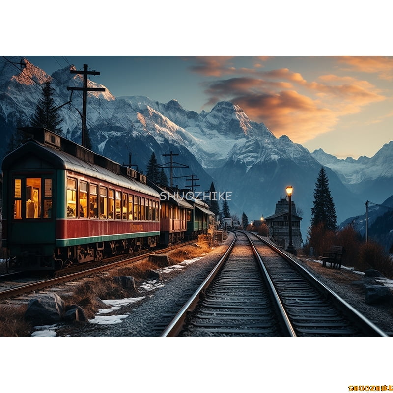 Autumn European Street Scery Photography Backdrops Props Blue Sky White ...