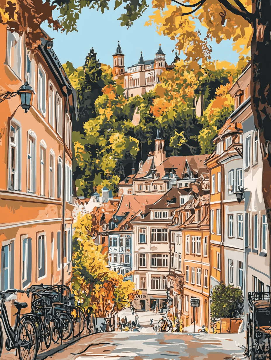 Autumn European Street View Wall Art Canvas Painting， Suitable for ...