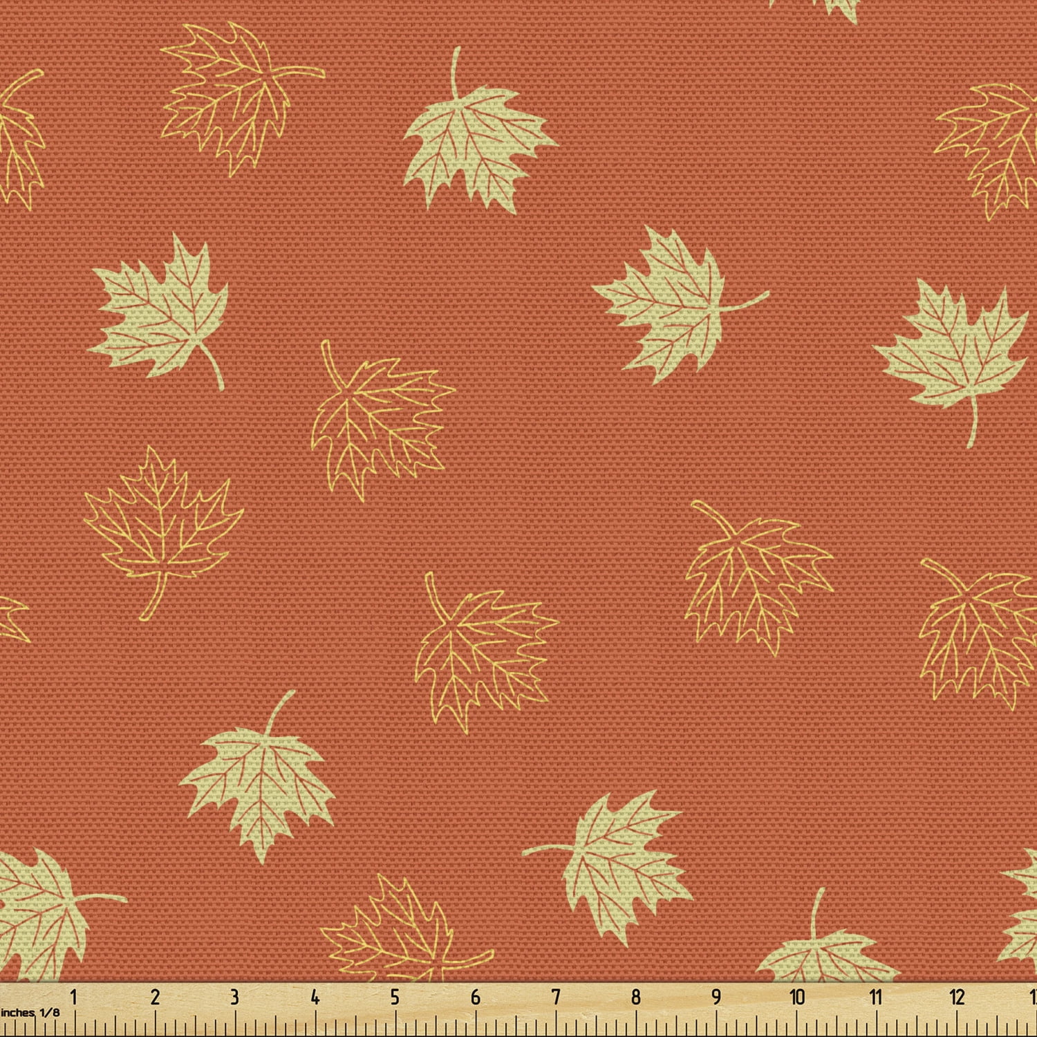 Ambesonne Autumn Fabric by the Yard Upholstery, Fall Leaves Pile ...
