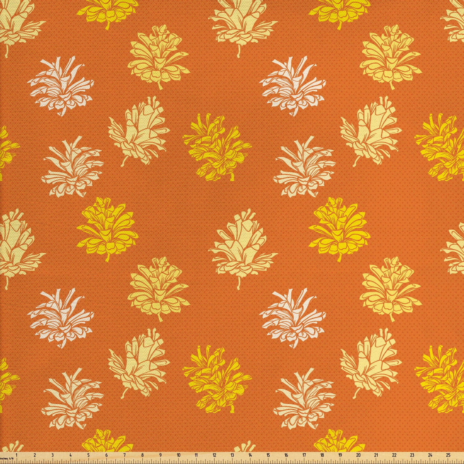 Ambesonne Floral Fabric by the Yard Upholstery, Fall Theme Pine Cones Dots, 3 Yards, Burnt ...
