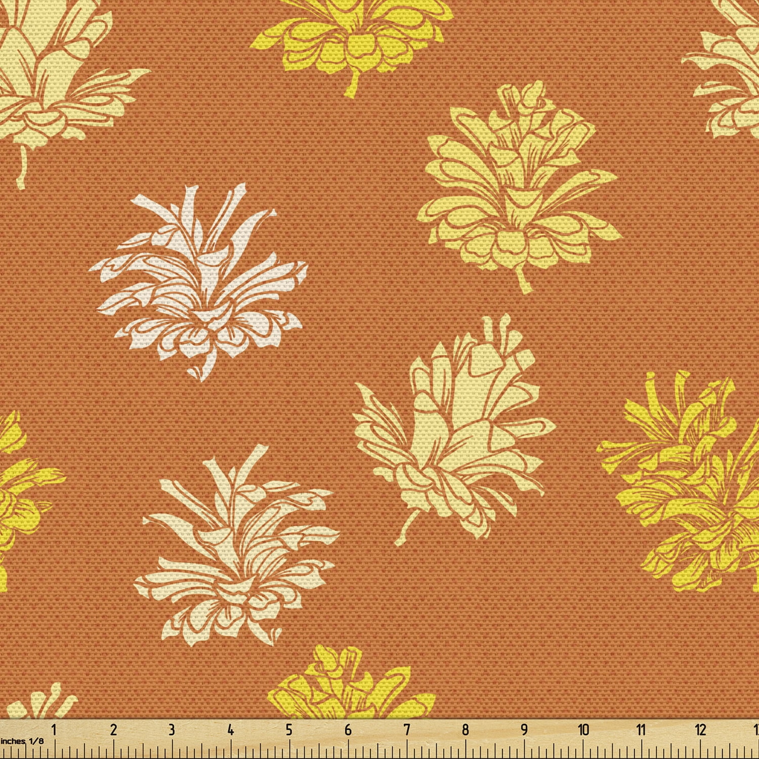 Autumn Fabric by the Yard, Fall Themed Pine Cones Repetitive Warm Tones ...