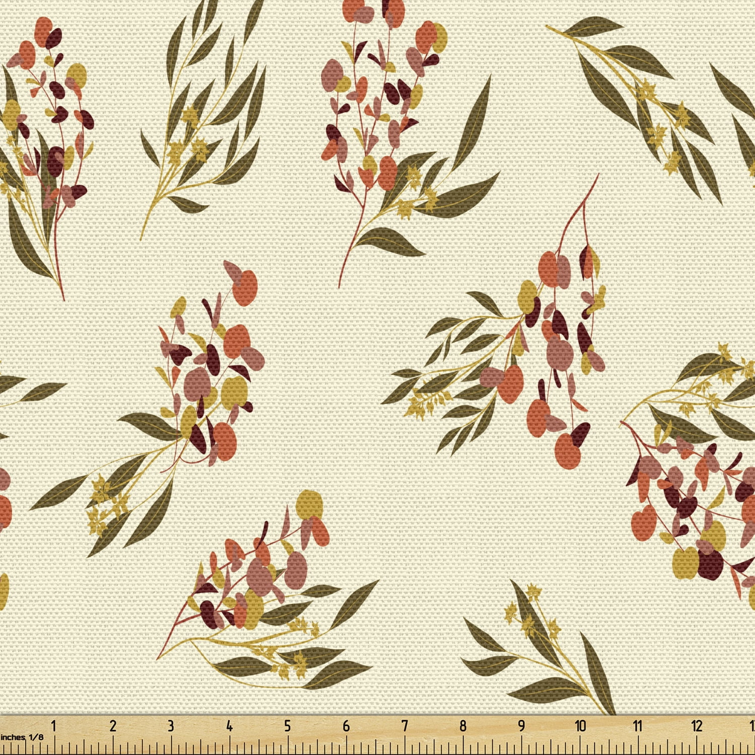 Ambesonne Autumn Fabric by the Yard Upholstery, Pastel Nature Leaves ...