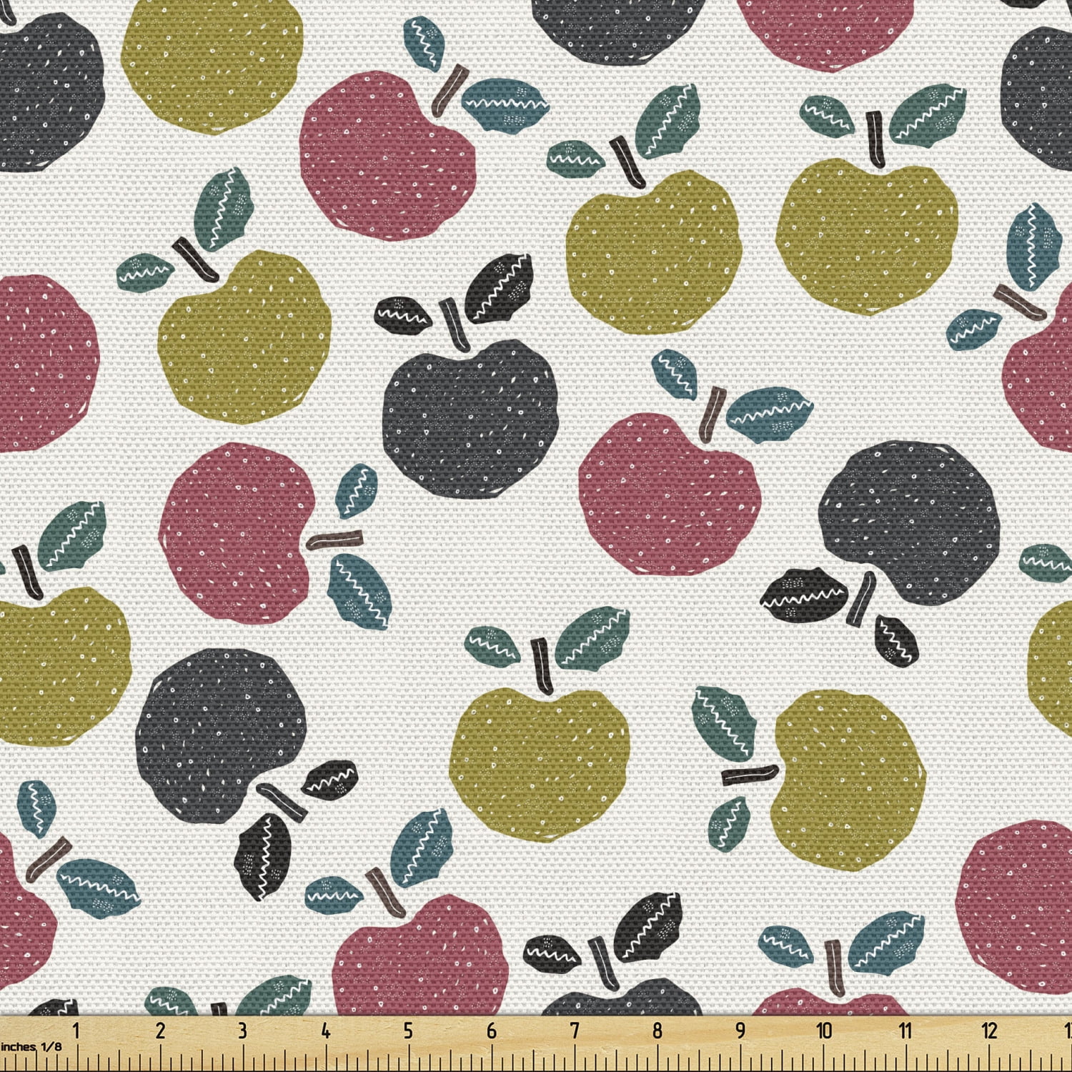 Ambesonne Autumn Fabric by the Yard Upholstery, Apples Doodle Pattern ...