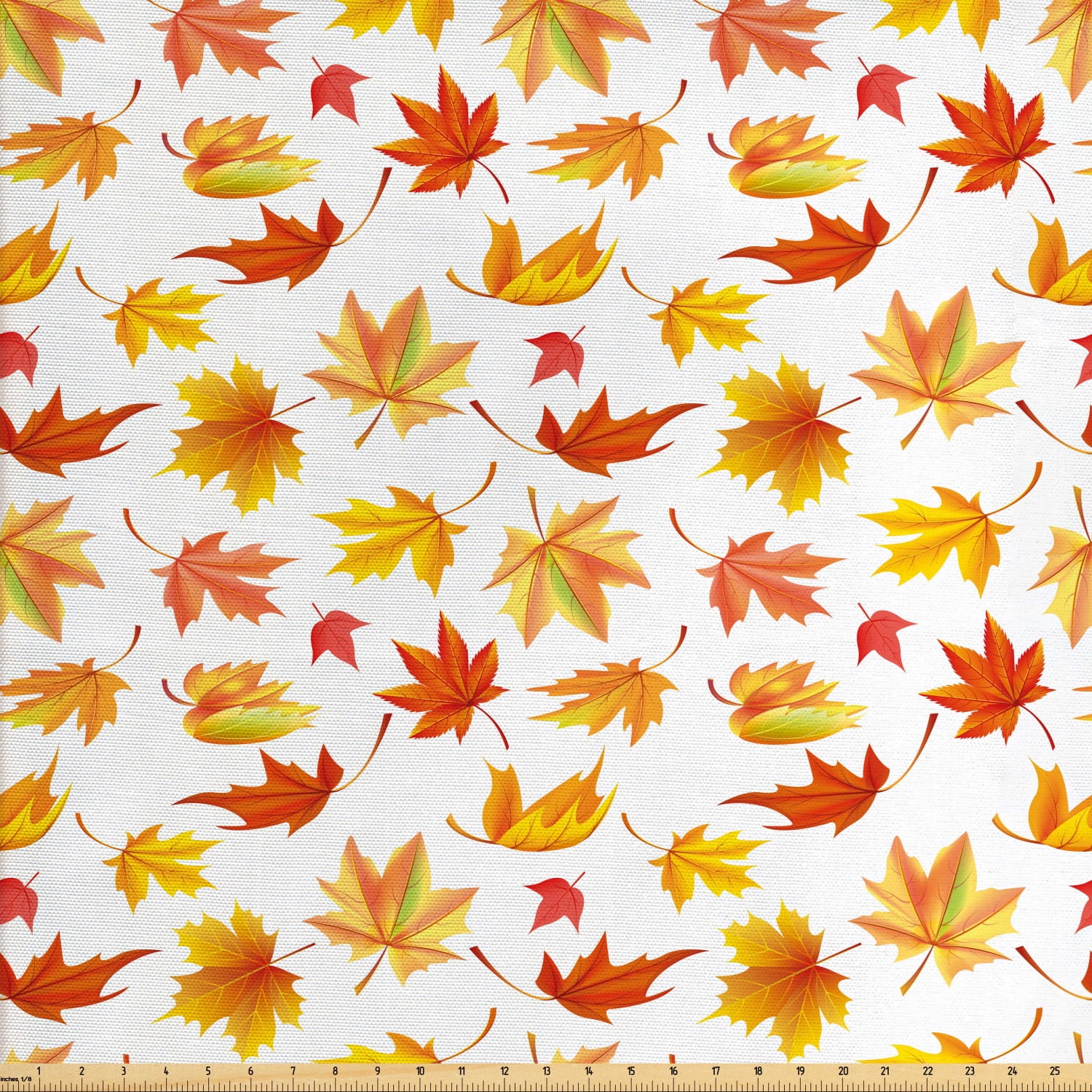 Ambesonne Autumn Fabric by the Yard Upholstery, Fallen Maple Leaves ...