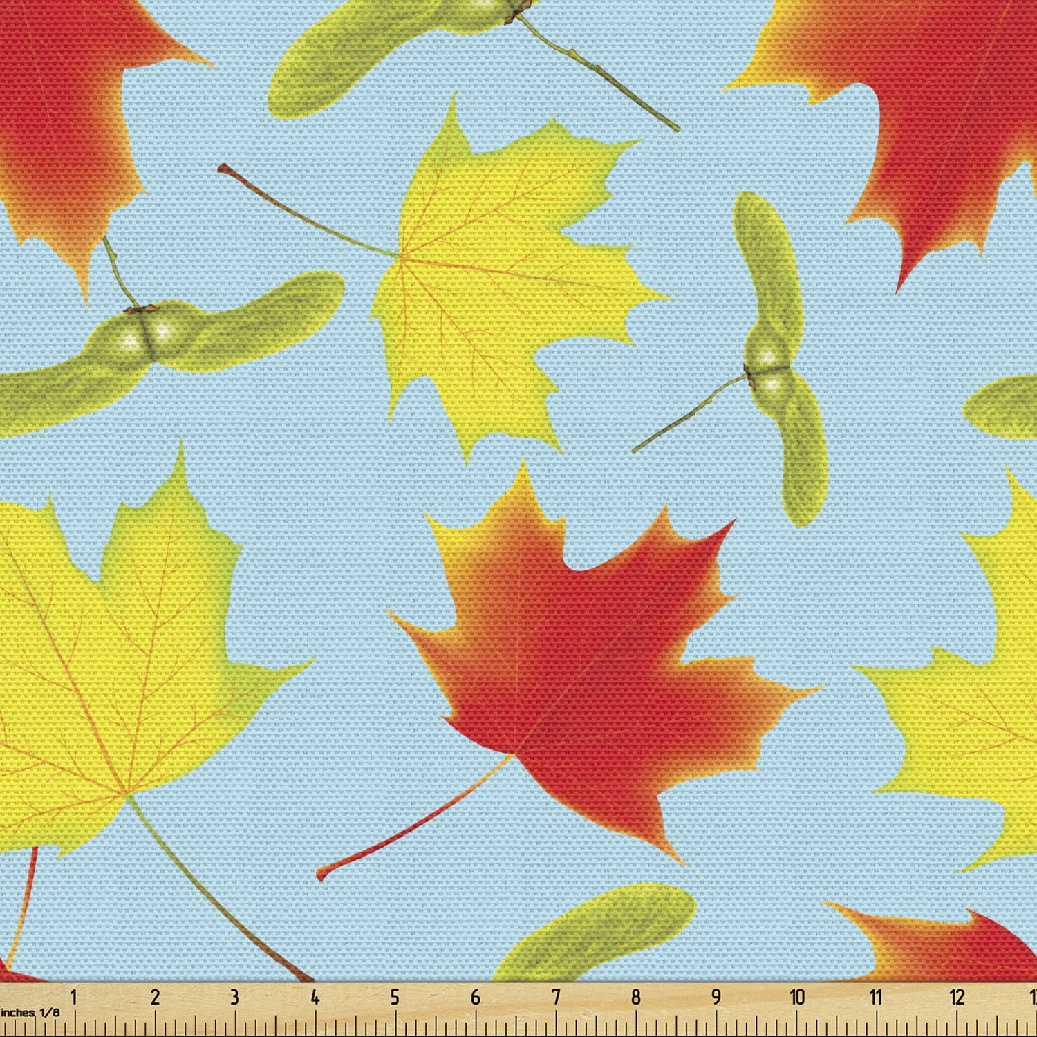 Ambesonne Autumn Fabric by the Yard Upholstery, Dry and Fallen Maple ...