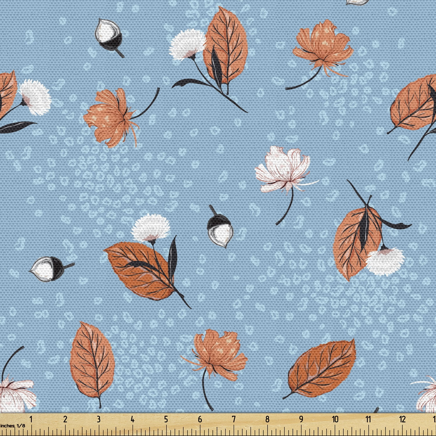 Ambesonne Autumn Fabric by the Yard Upholstery, Foliage Dry Leaves Fall ...