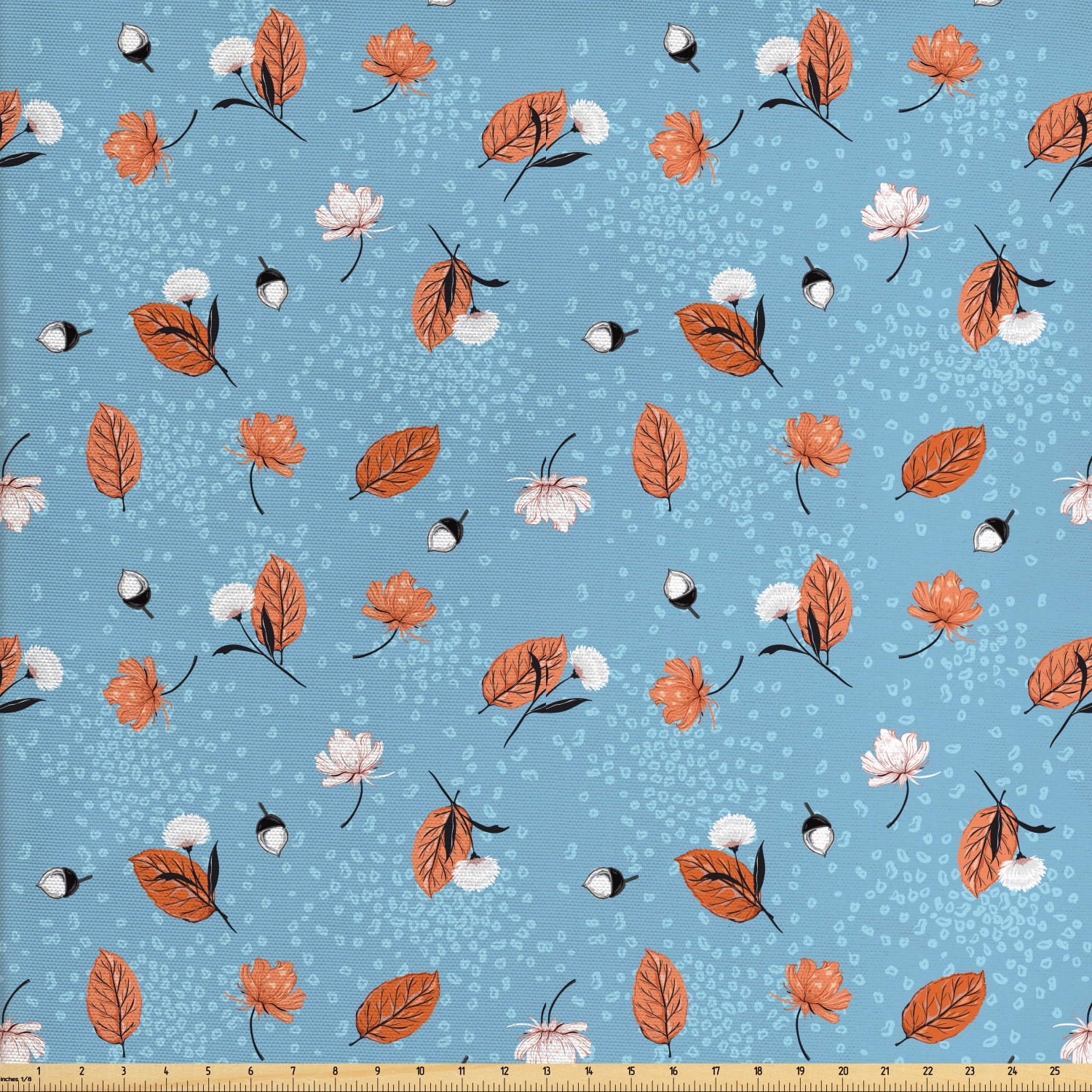 Ambesonne Autumn Fabric by the Yard Upholstery, Foliage Dry Leaves Fall ...