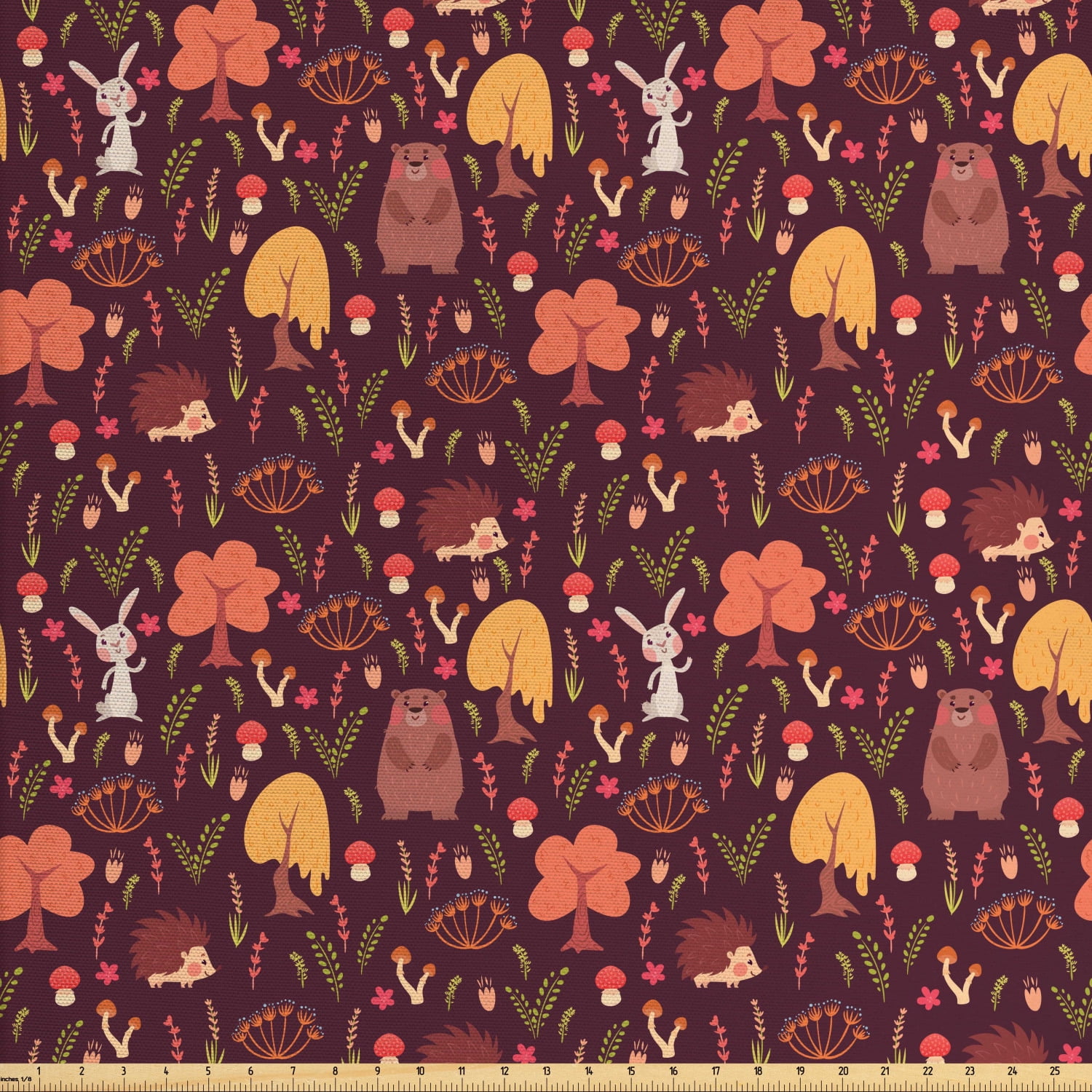 Autumn Fabric by the Yard Upholstery, Funny Forest Animals Fall Buddies ...