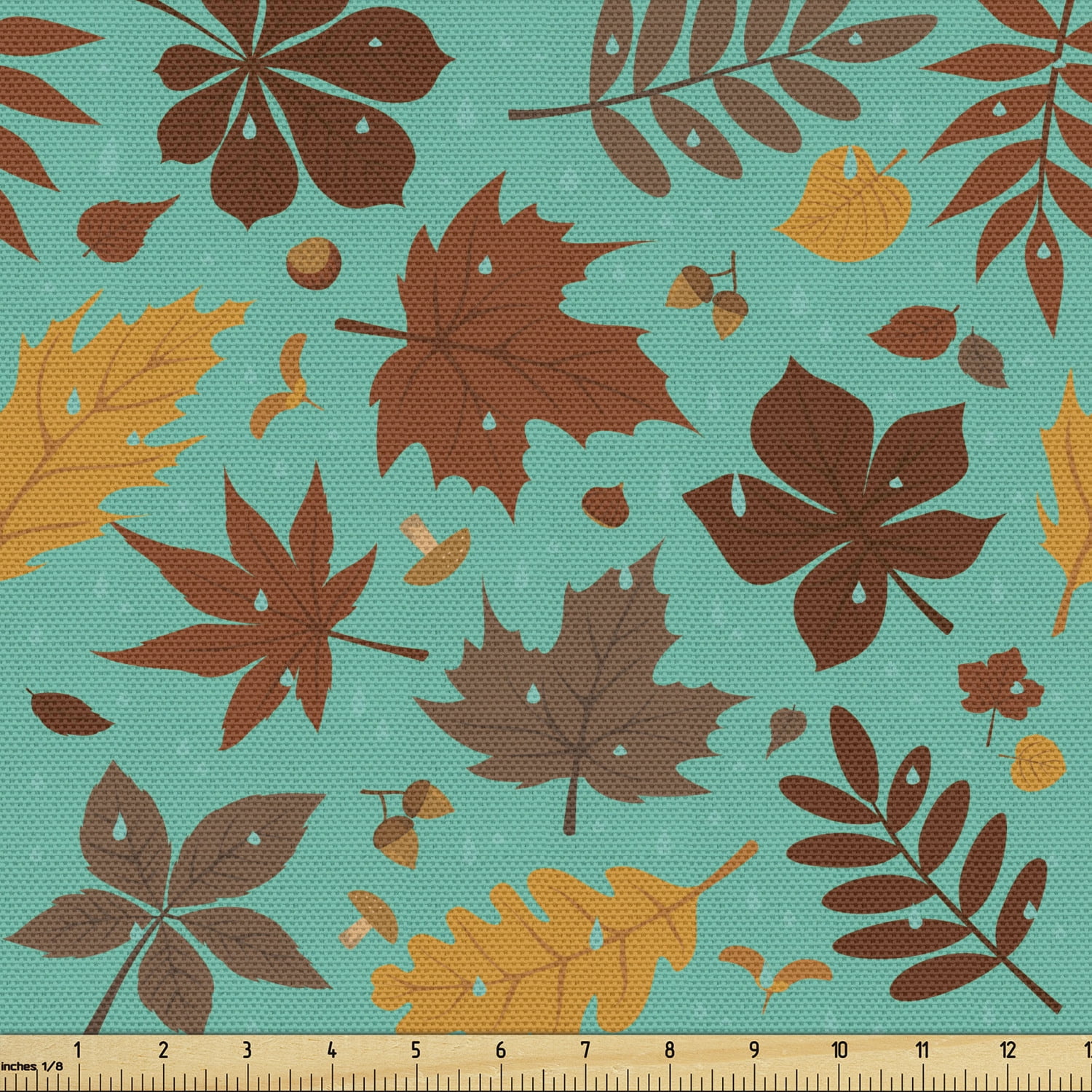 Autumn Fabric by the Yard Upholstery, Vibrant Illustration Maple Oak ...