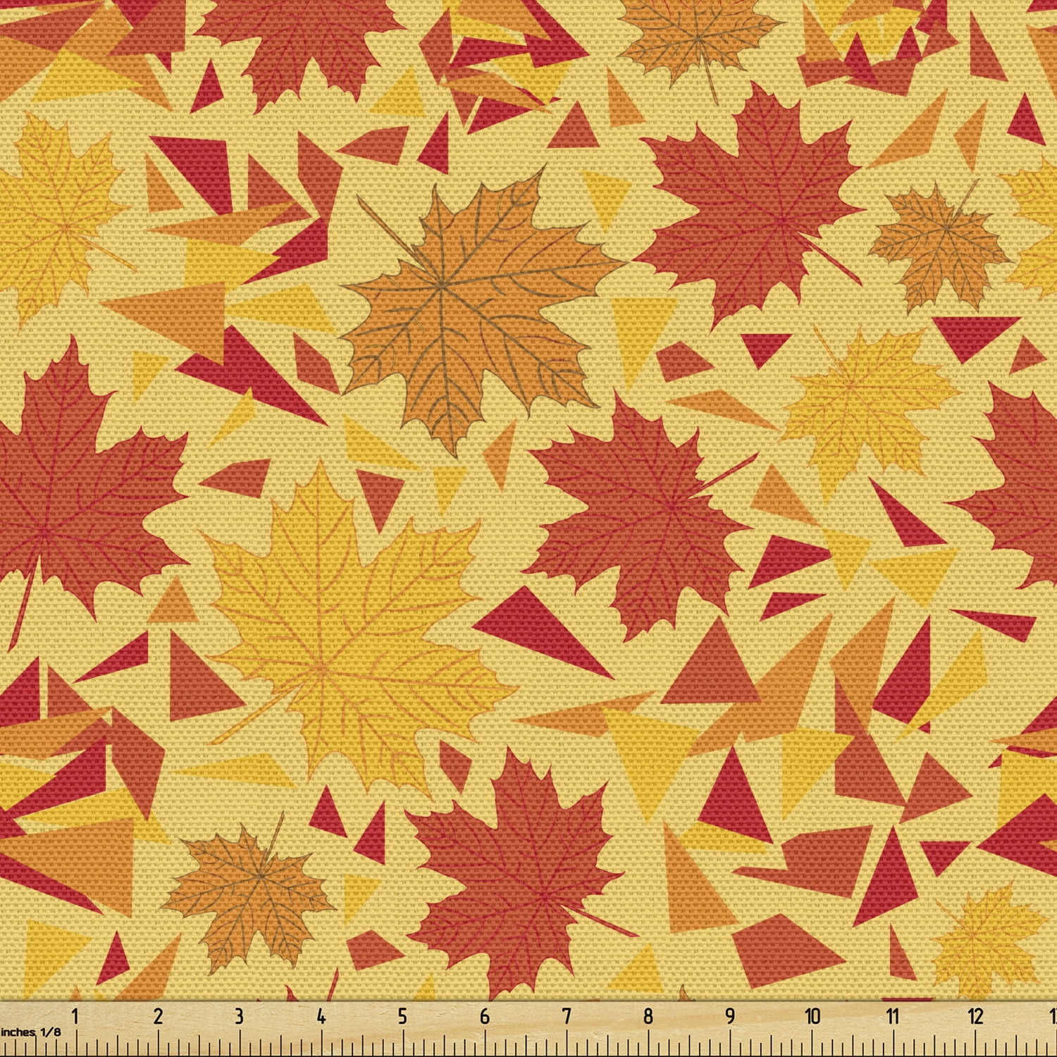 Ambesonne Autumn Fabric by the Yard Upholstery, Warm Tones Maple ...
