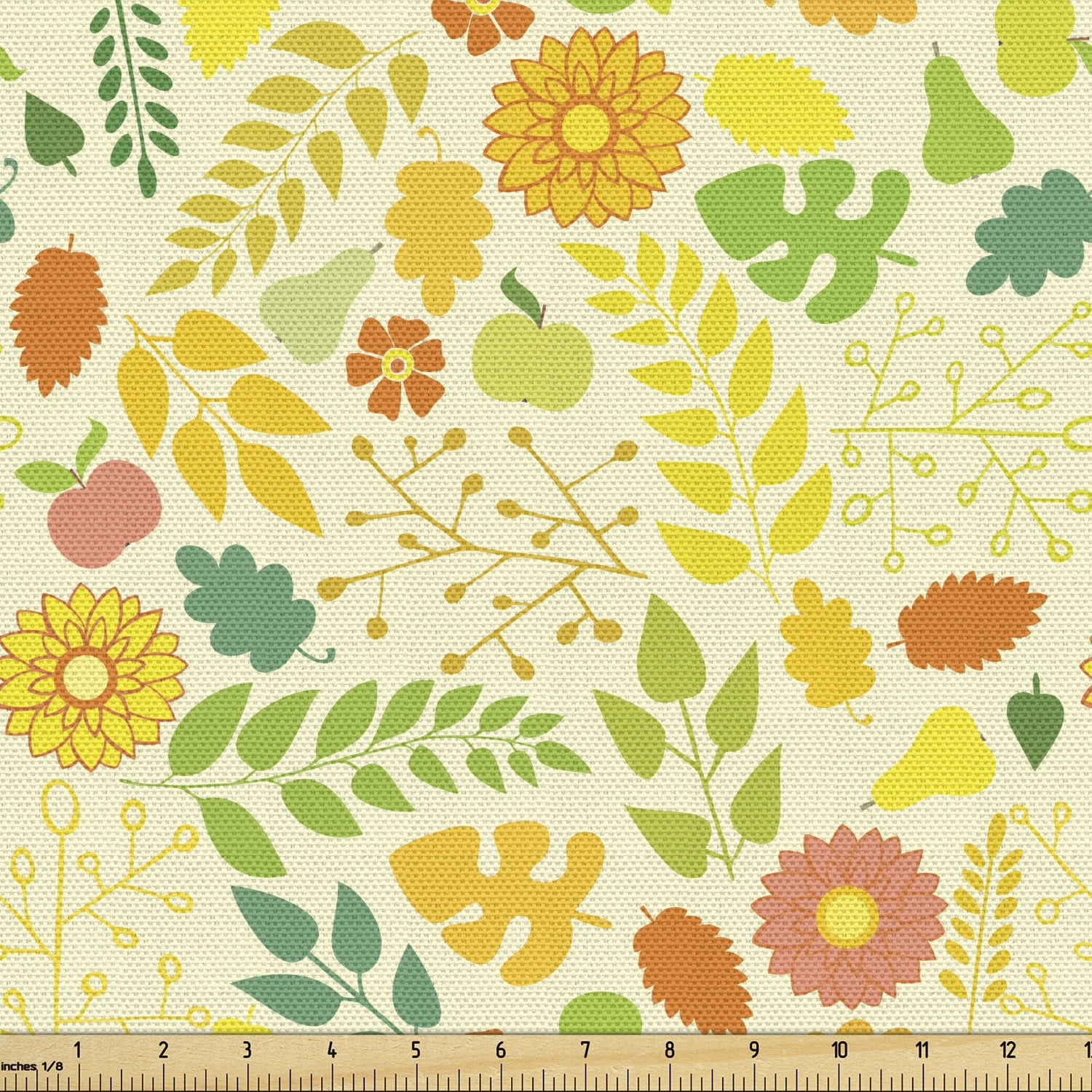 Ambesonne Autumn Fabric by the Yard Upholstery, Colorful Happy Season ...