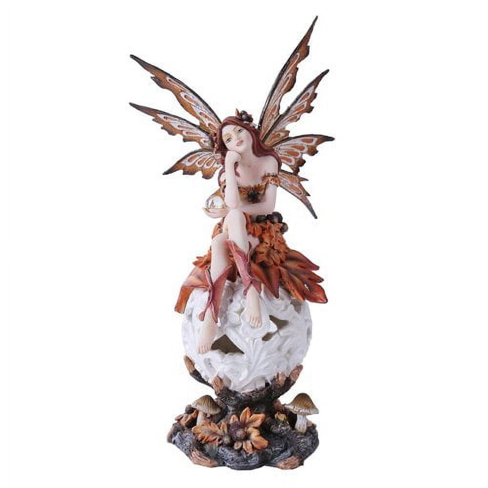 Autumn Fairie Sitting on Changing Color Led Orb Meadow Mushroom Fairy ...