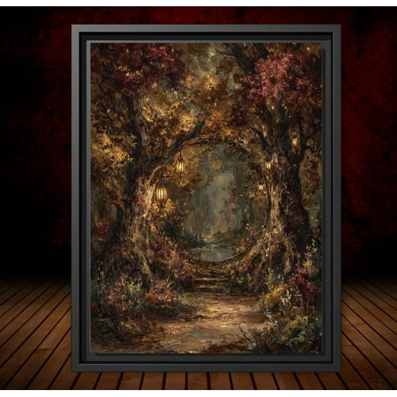 Autumn Fairy Forest Portal Wall Art Poster Magical Woodland Lantern ...