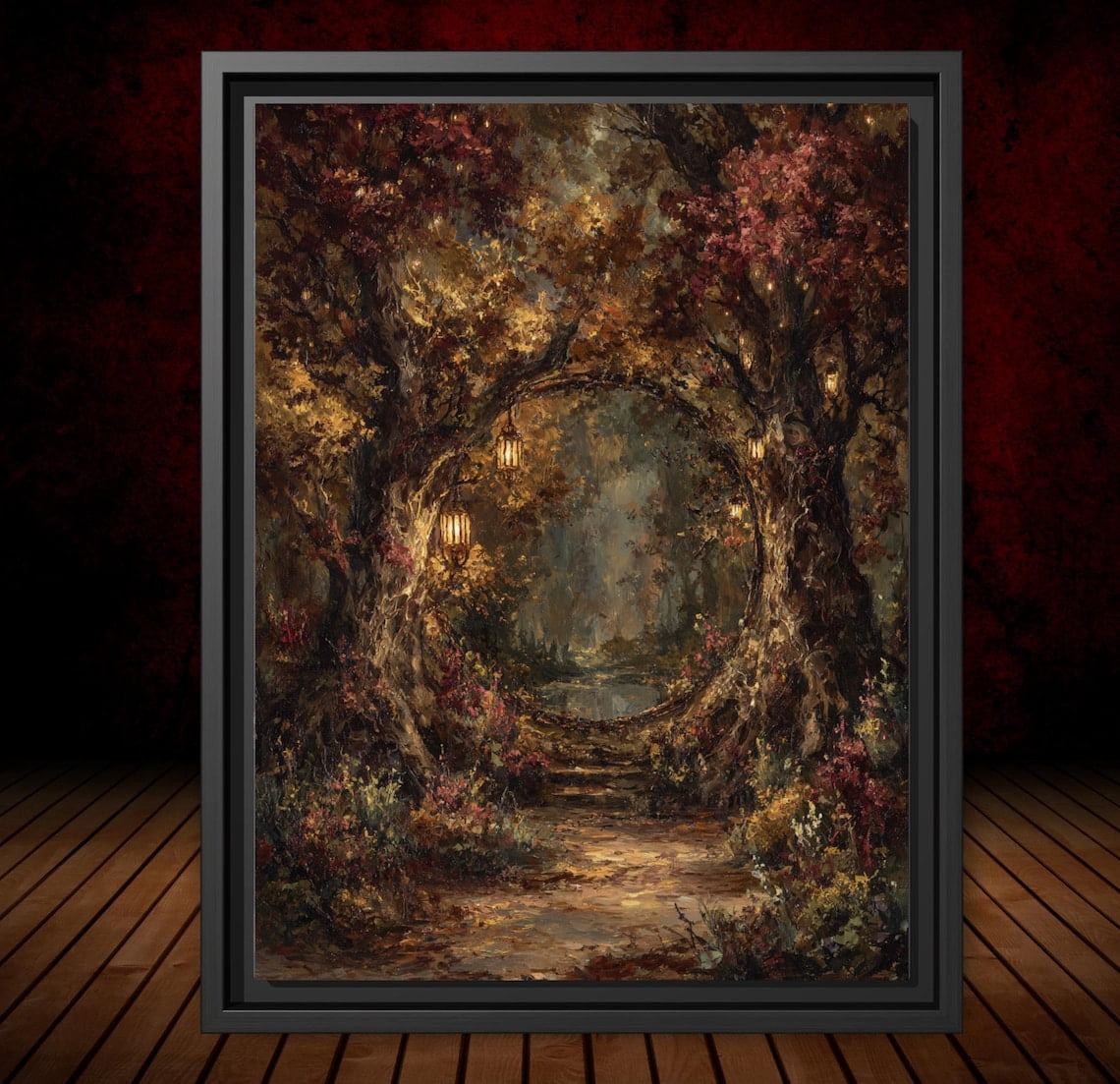 Autumn Fairy Forest Portal Wall Art Poster Magical Woodland Lantern ...