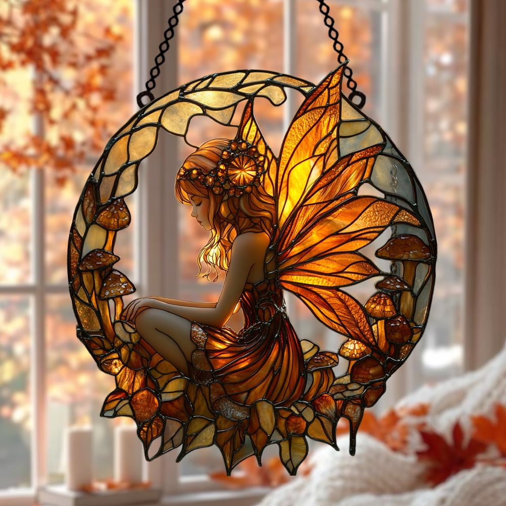 Autumn Fairy Wavy Acrylic Suncatcher â€“ Faux Acrylic Forest Window ...