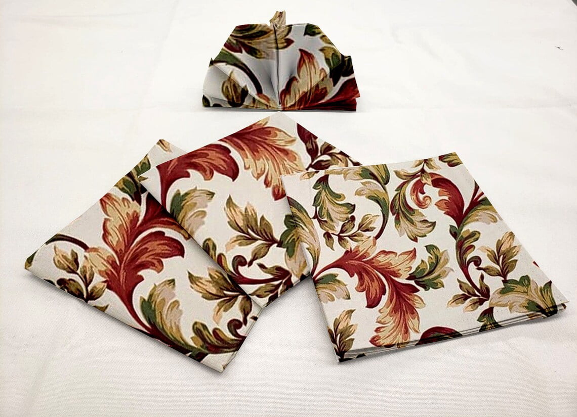 Autumn Fall Floral Leaves Cloth Napkins (Set of 8) by Penny's Needful ...