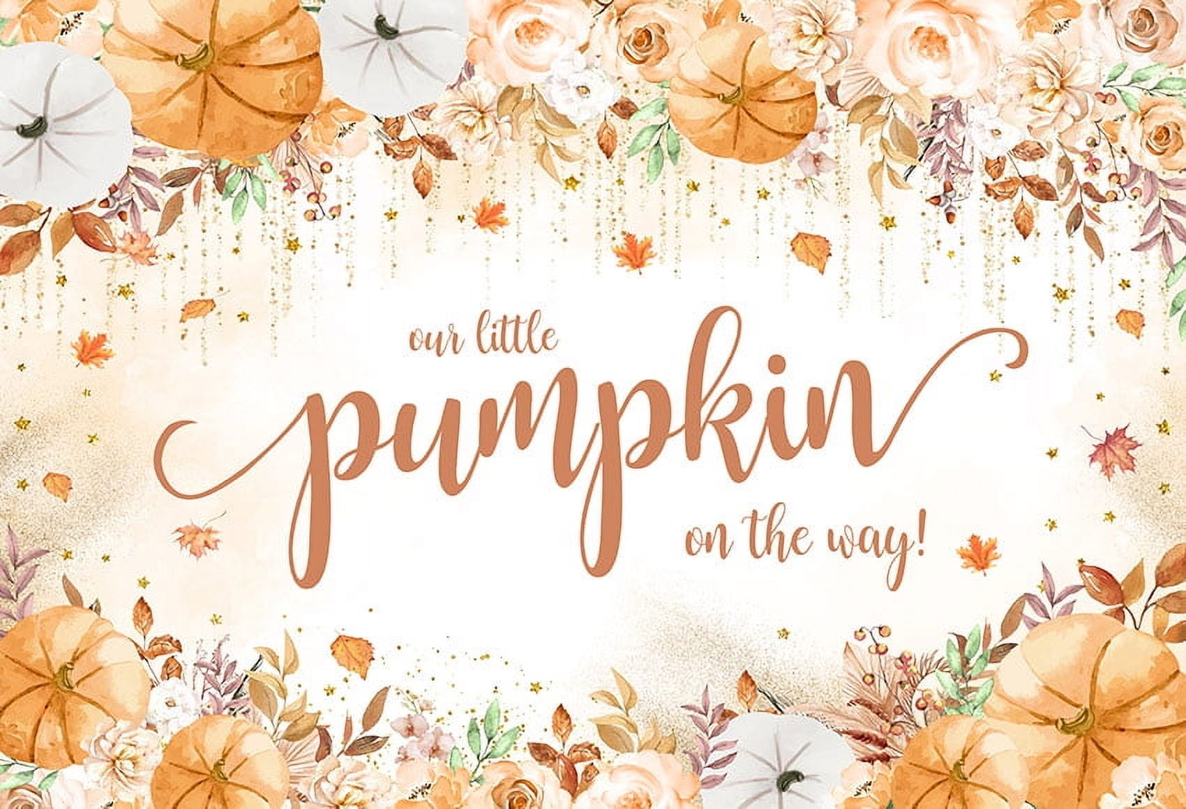 Autumn Fall Floral Our Little Pumpkin is Turning One Baby Shower Bday r ...