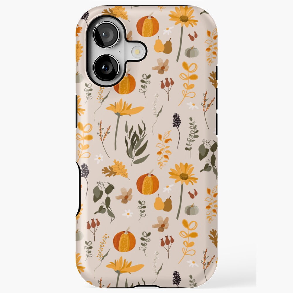 Autumn Fall Floral Pumpkin Pattern Art iPhone Case 17 to 11 Pro Max ...
