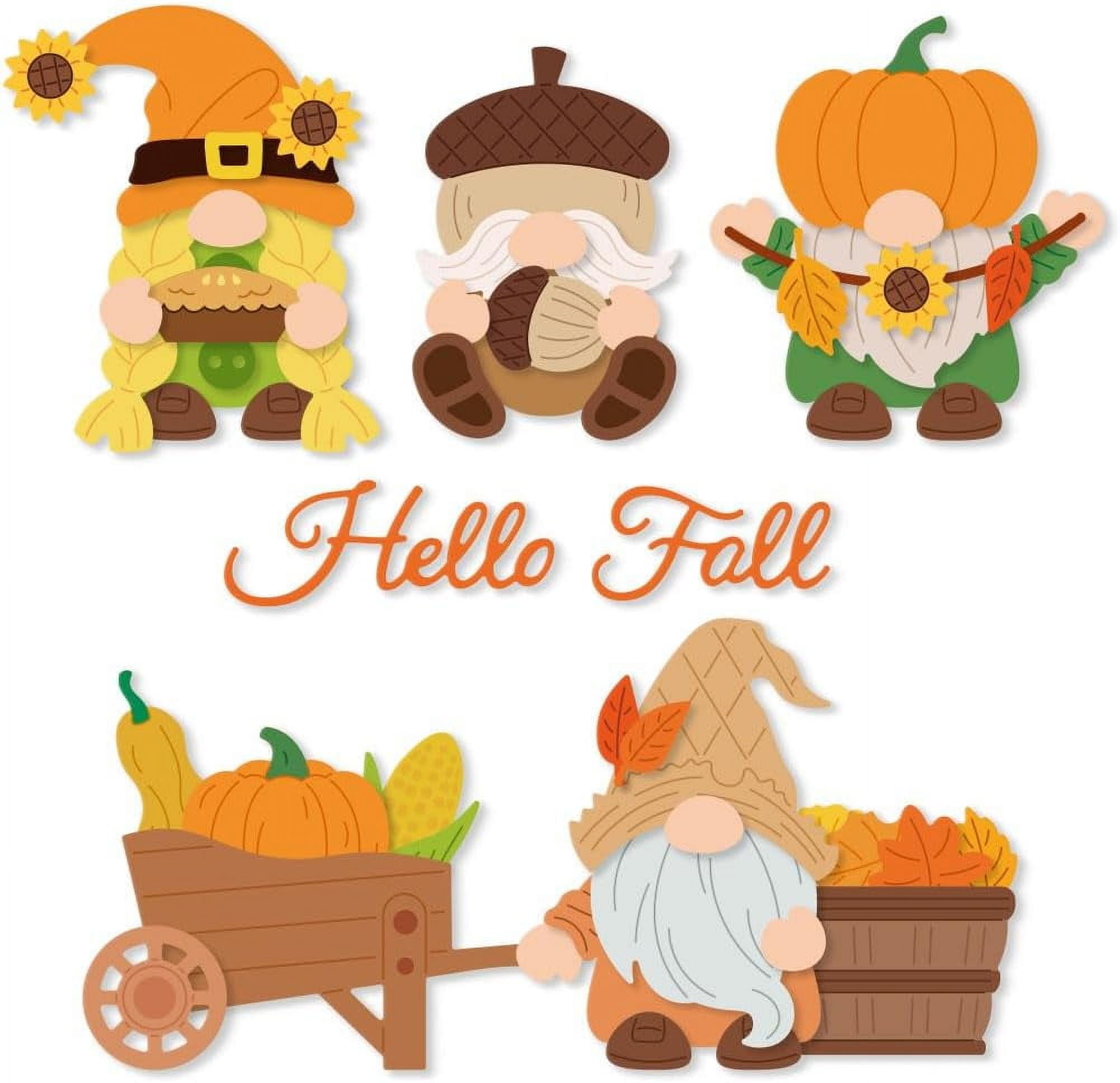 Autumn Fall Gnomes Cutting Dies Pumpkin Dwarf Carbon Steel Die Cuts for ...