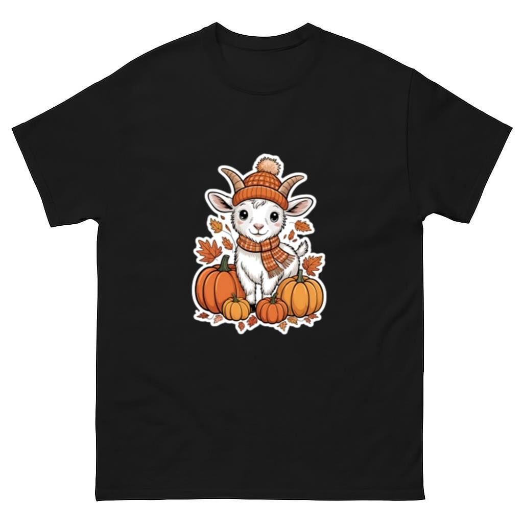 Autumn Fall Goat Lover Pumpkin Farmer Harvest Art Unisex T-Shirt, up to ...